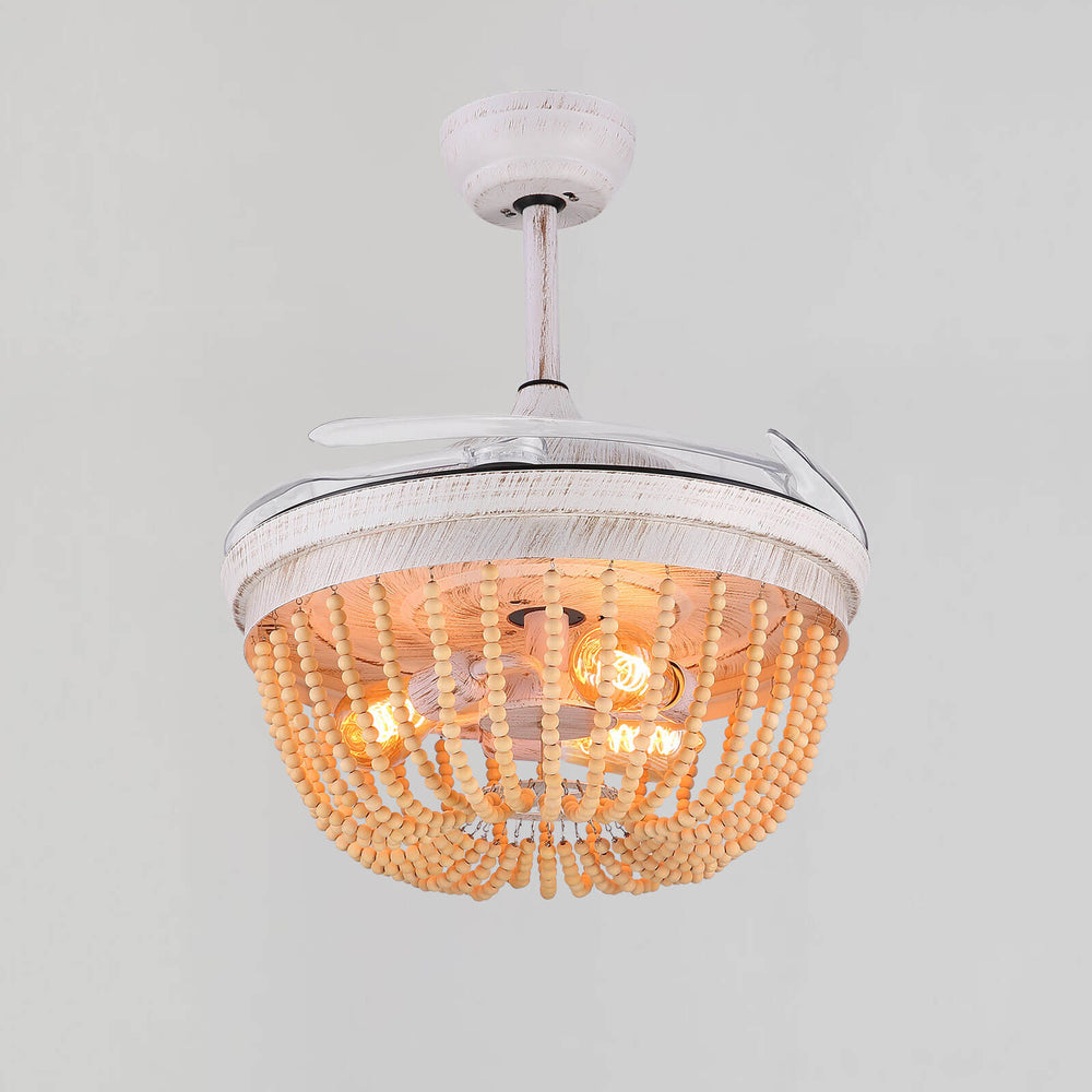 Wooden French Country Beaded Ceiling Fan Light – MOOONI LIGHTING