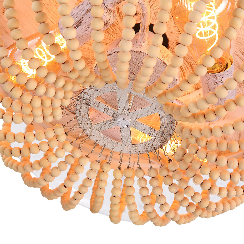 Wooden French Country Beaded Ceiling Fan Light – MOOONI LIGHTING