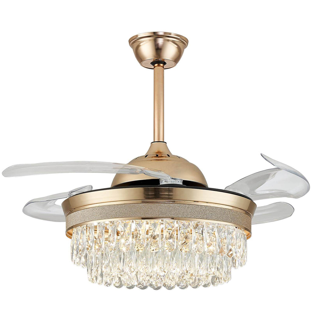 Top Rated French Golden Crystal Retractable Fandelier – MOOONI LIGHTING