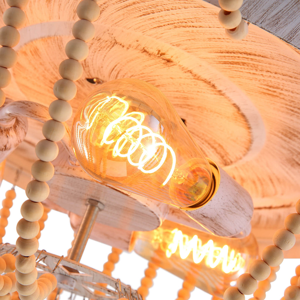 Wooden French Country Beaded Ceiling Fan Light – MOOONI LIGHTING