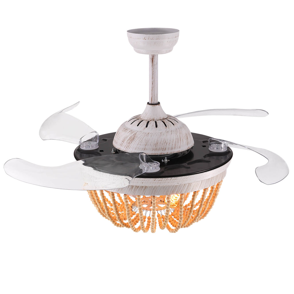 Wooden French Country Beaded Ceiling Fan Light – MOOONI LIGHTING