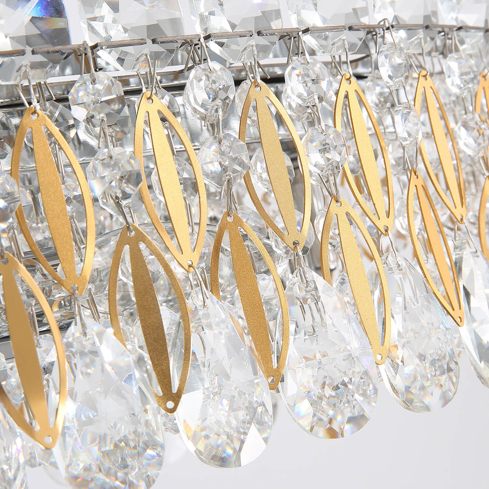 Golden Aluminum Piece Octagonal Column Frame Crystal Chandelier ...