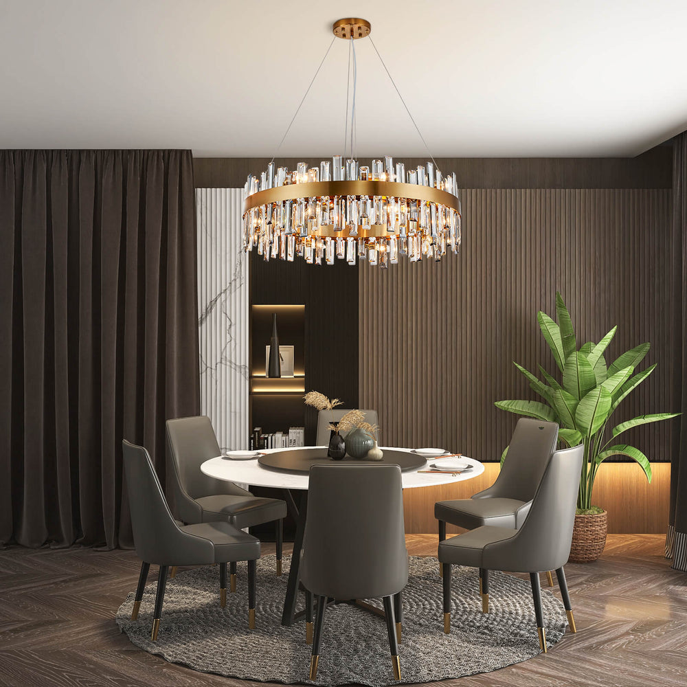 Round Gold Frame Irregular Crystal Bar Chandelier – MOOONI LIGHTING