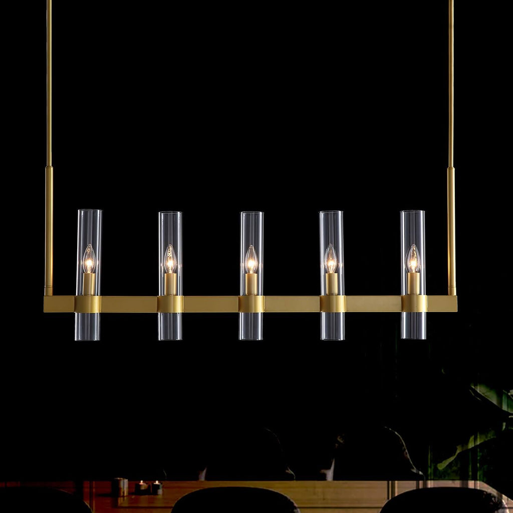 Modern Linear Island Chandelier Gold Pendant Lighting – MOOONI LIGHTING