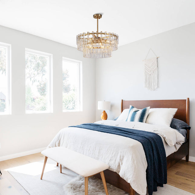 Gold Frame Crystal 3 Layers Circular Chandelier – MOOONI LIGHTING