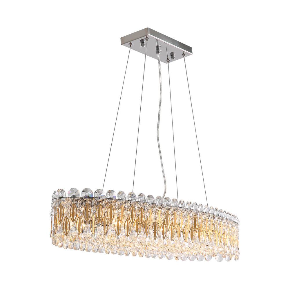 Golden Aluminum Piece Octagonal Column Frame Crystal Chandelier ...