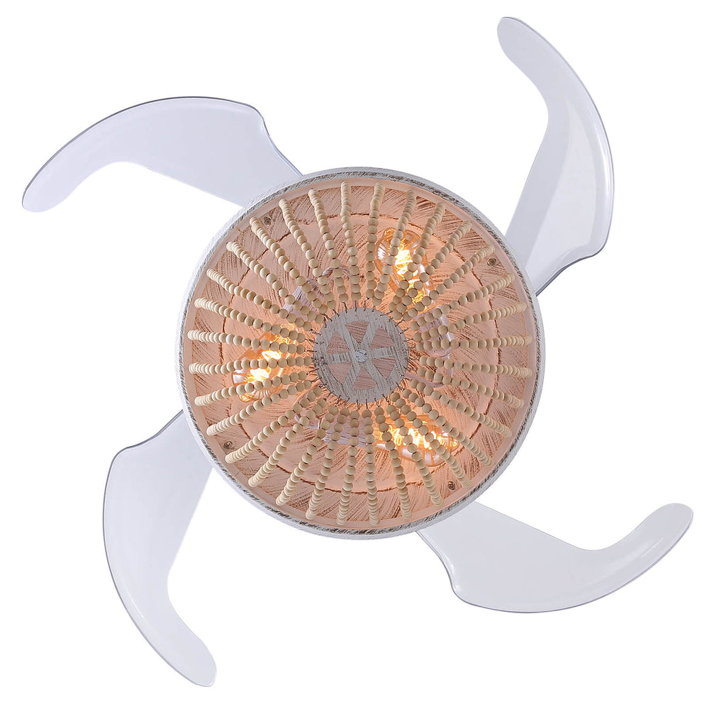 Wooden French Country Beaded Ceiling Fan Light – MOOONI LIGHTING