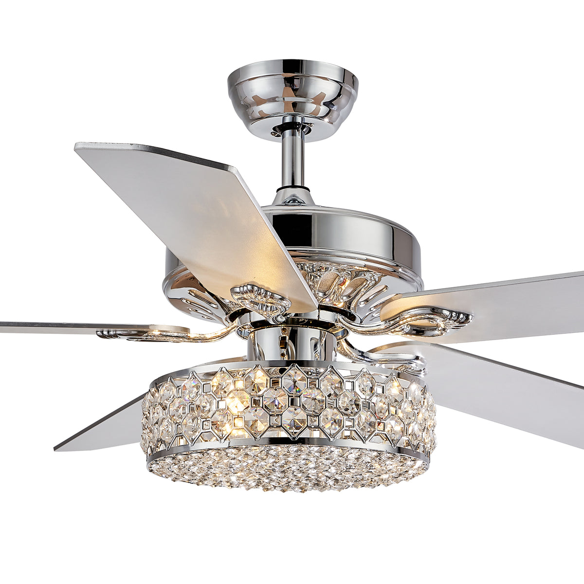 Three-layer Octagonal Bead Chrome Ceiling Fan with Led Light – MOOONI ...
