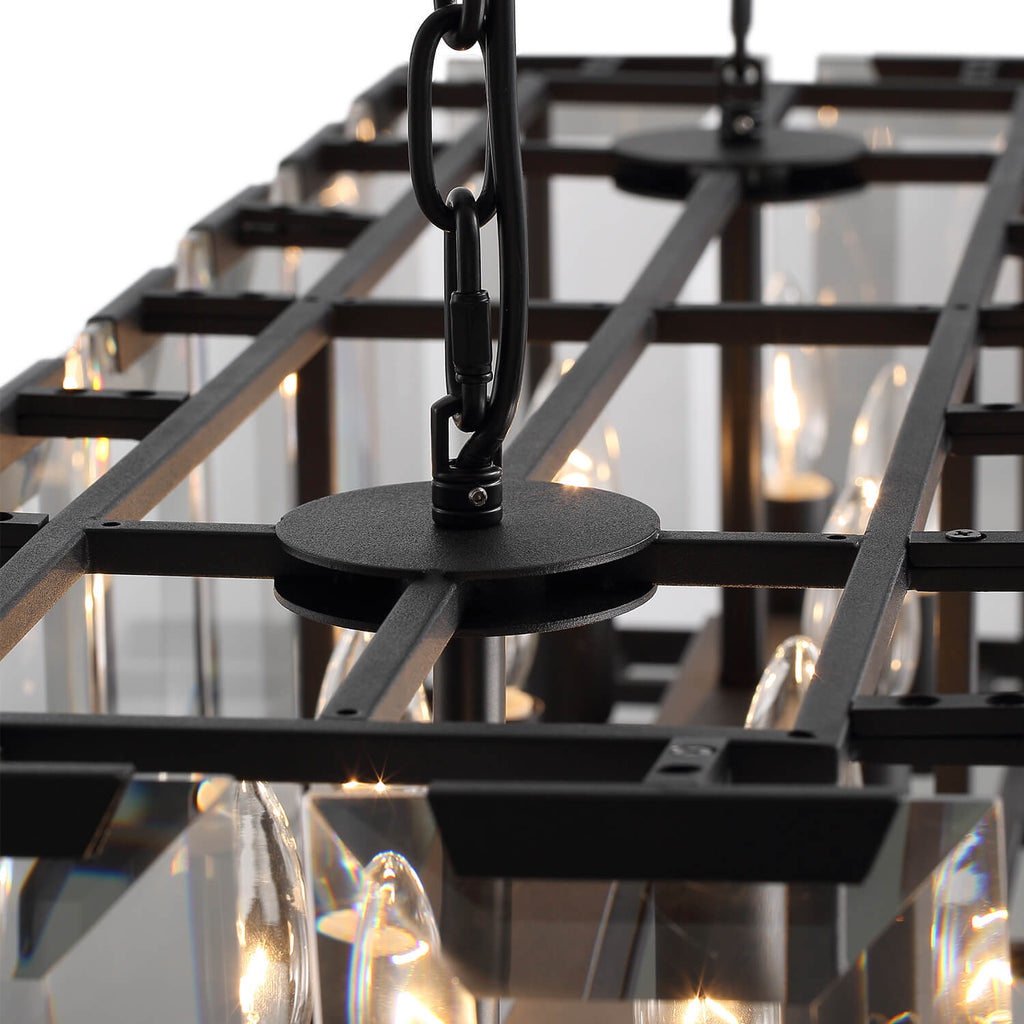 Wide Crystal Rectangular Iron Dining Chandelier – MOOONI LIGHTING