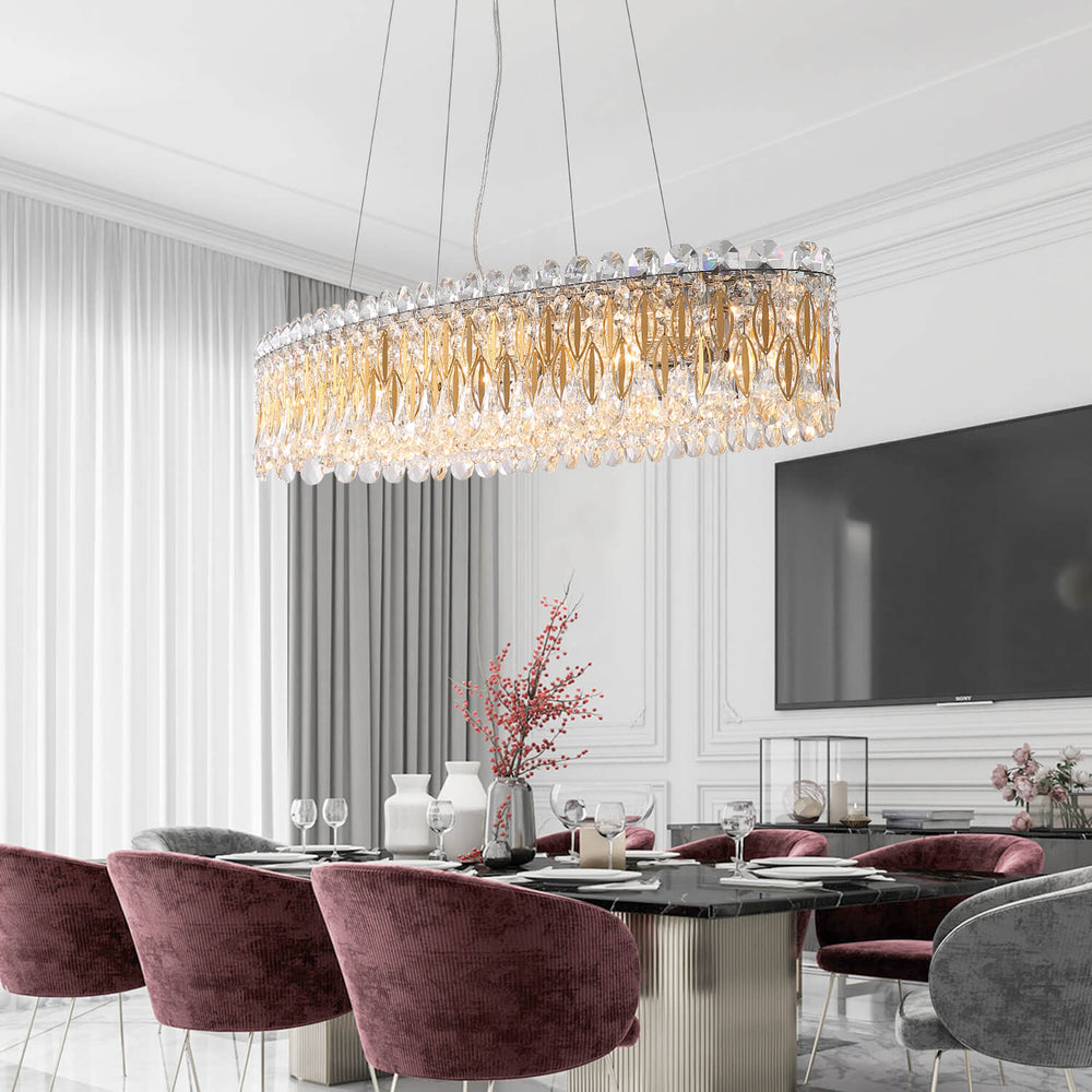 Golden Aluminum Piece Octagonal Column Frame Crystal Chandelier ...