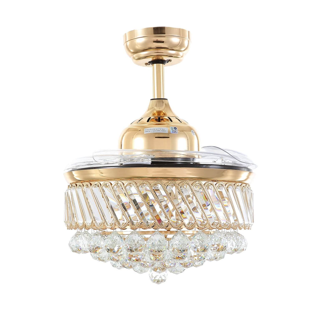 Cool Looking Gold Crystal Ceiling Fan Light For Girls – MOOONI LIGHTING