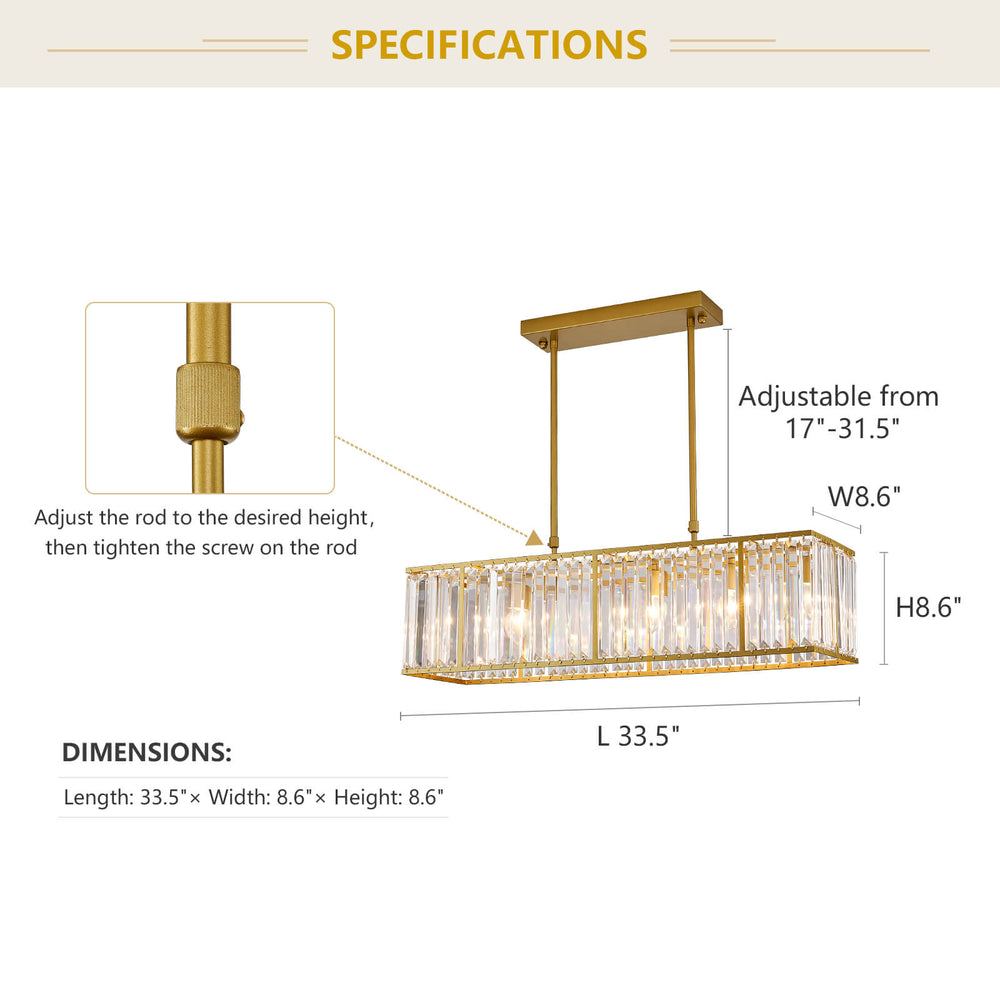 Rectangle Gold Metal Frame Crystal Chandelier – MOOONI LIGHTING