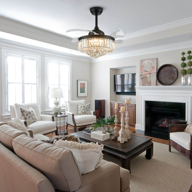 Classic Brushed Nickel Retractable All-in-One Fandelier – MOOONI LIGHTING