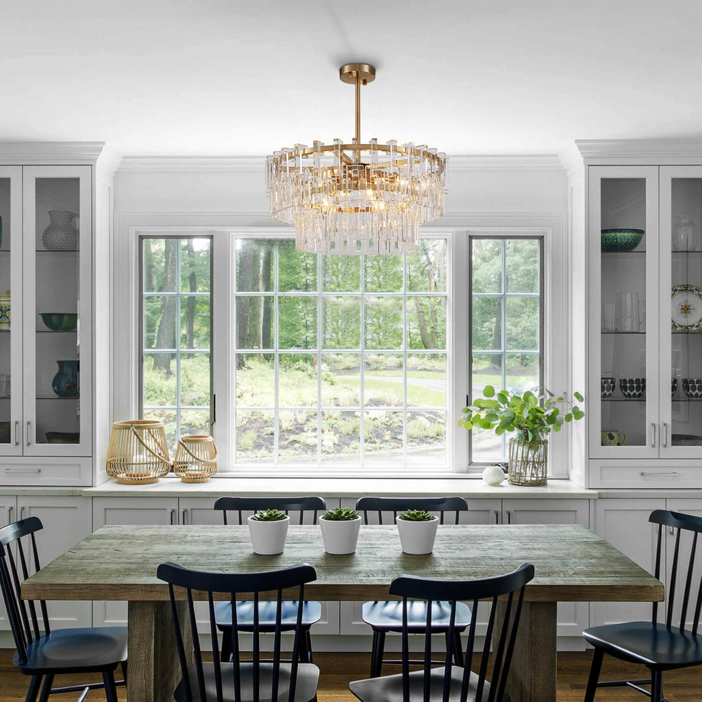 Gold Frame Crystal 3 Layers Circular Chandelier – MOOONI LIGHTING