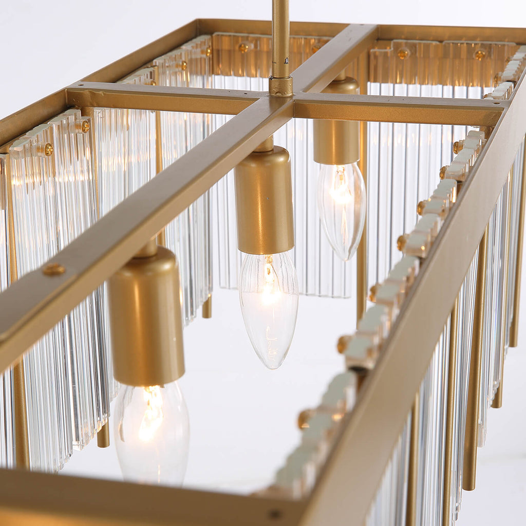 Rectangular Gold Frame Chandelier For Kitchen – MOOONI LIGHTING
