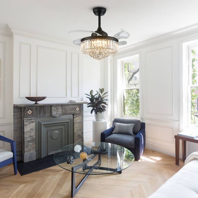 Classic Brushed Nickel Retractable All-in-One Fandelier – MOOONI LIGHTING