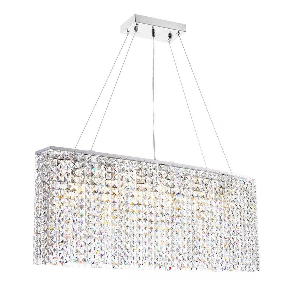 Contemporary Rectangle Crystal Chandelier Dining Room with Led Light ...