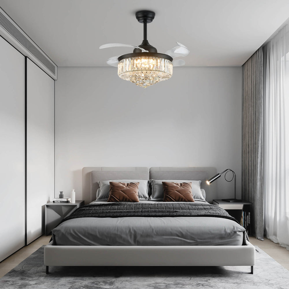 Classic Brushed Nickel Retractable All-in-One Fandelier – MOOONI LIGHTING