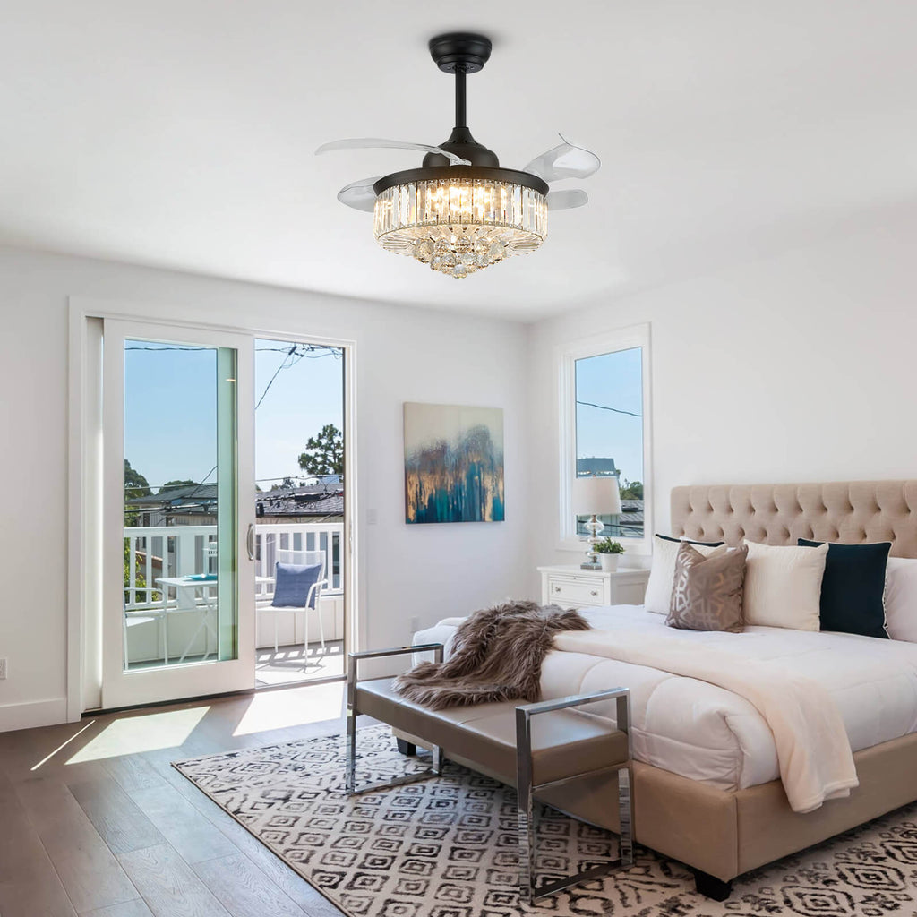 Classic Brushed Nickel Retractable All-in-One Fandelier – MOOONI LIGHTING