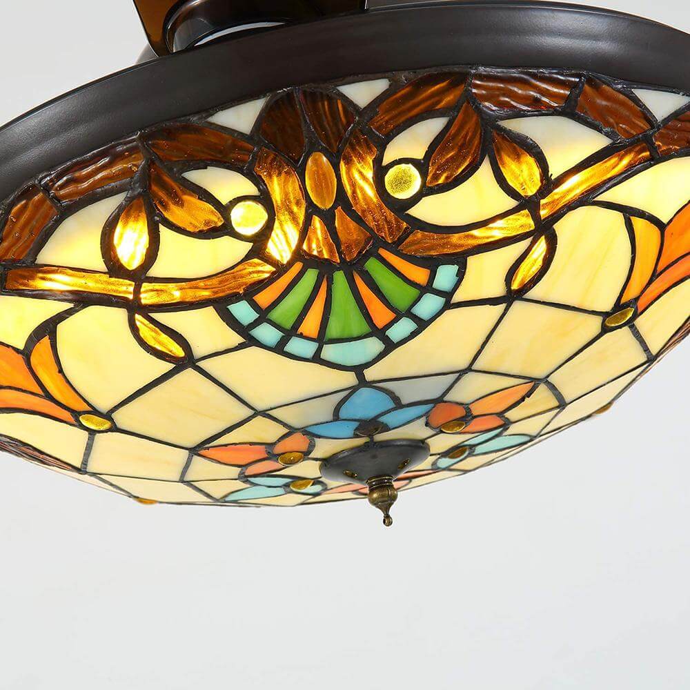 Classic Tiffany Ceiling Fan With Light For Church Mediterranean Style ...