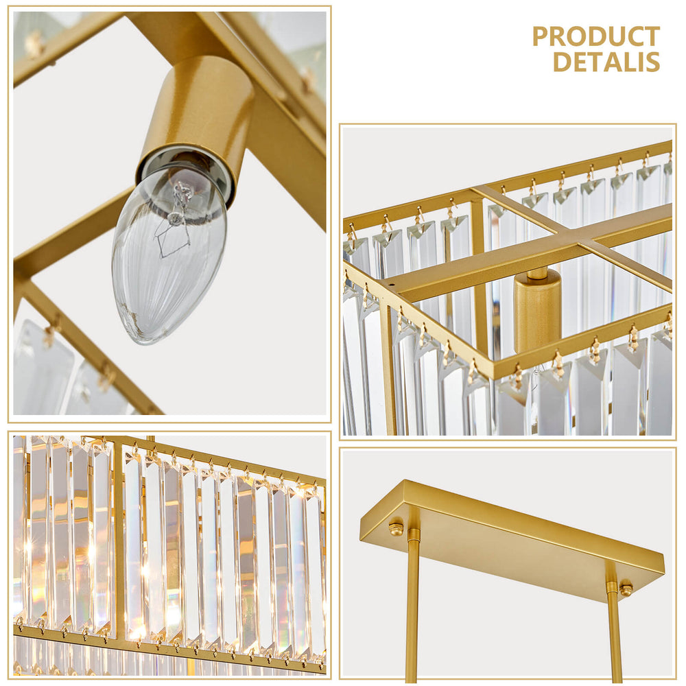 Rectangle Gold Metal Frame Crystal Chandelier – MOOONI LIGHTING