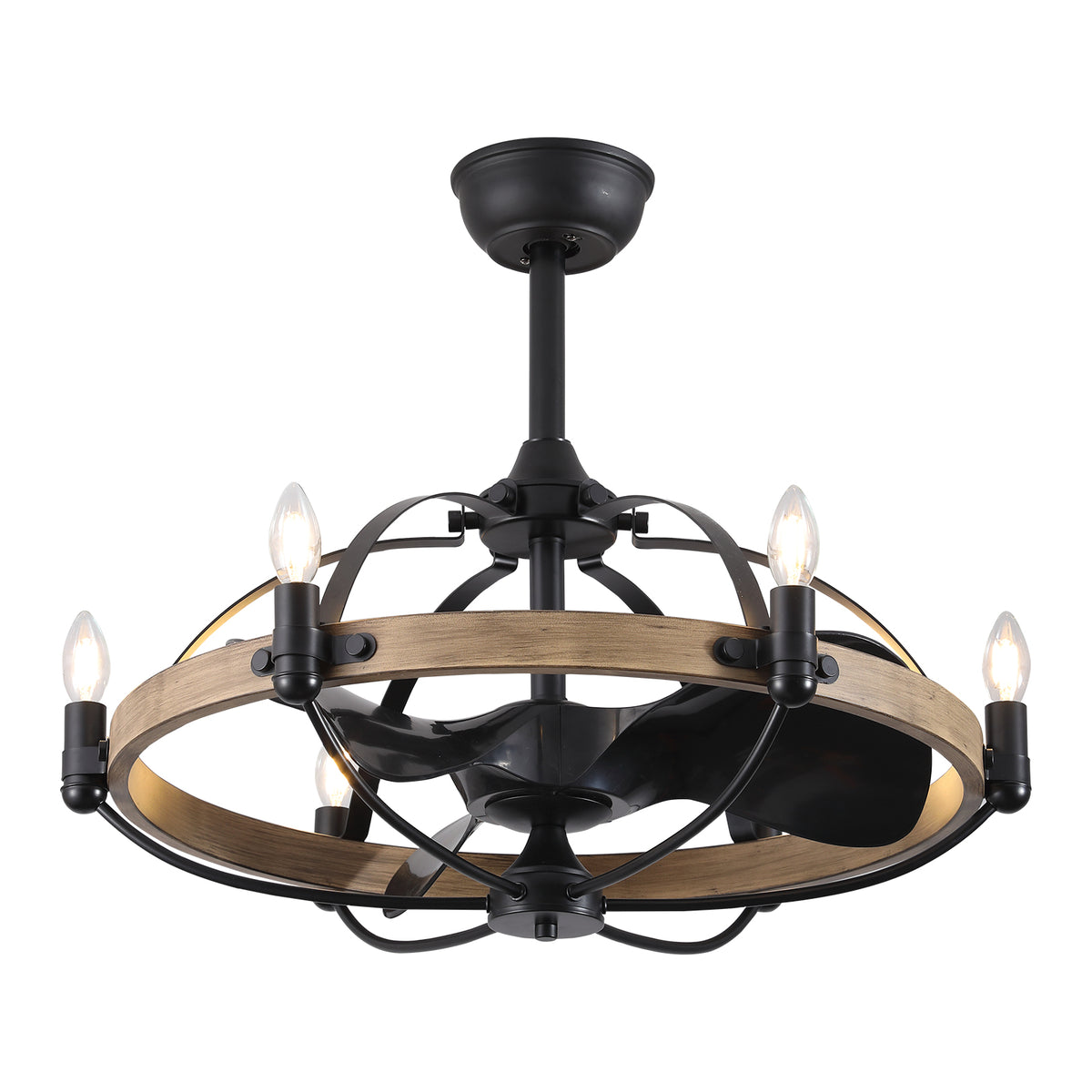Disc Wood Grain Cage Fan With Light – MOOONI LIGHTING
