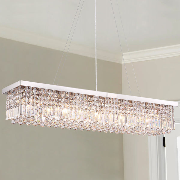 Modern Raindrop Rectangular Crystal Chandelier For Dining Room – MOOONI LIGHTING