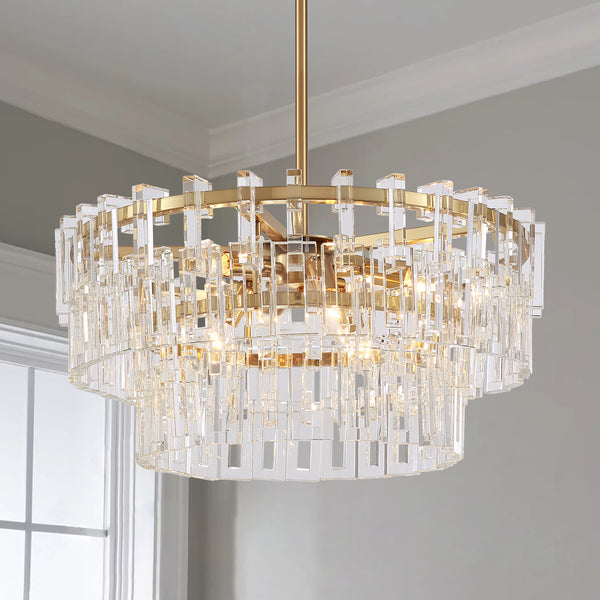 Gold Frame Crystal 3 Layers Circular Chandelier – MOOONI LIGHTING